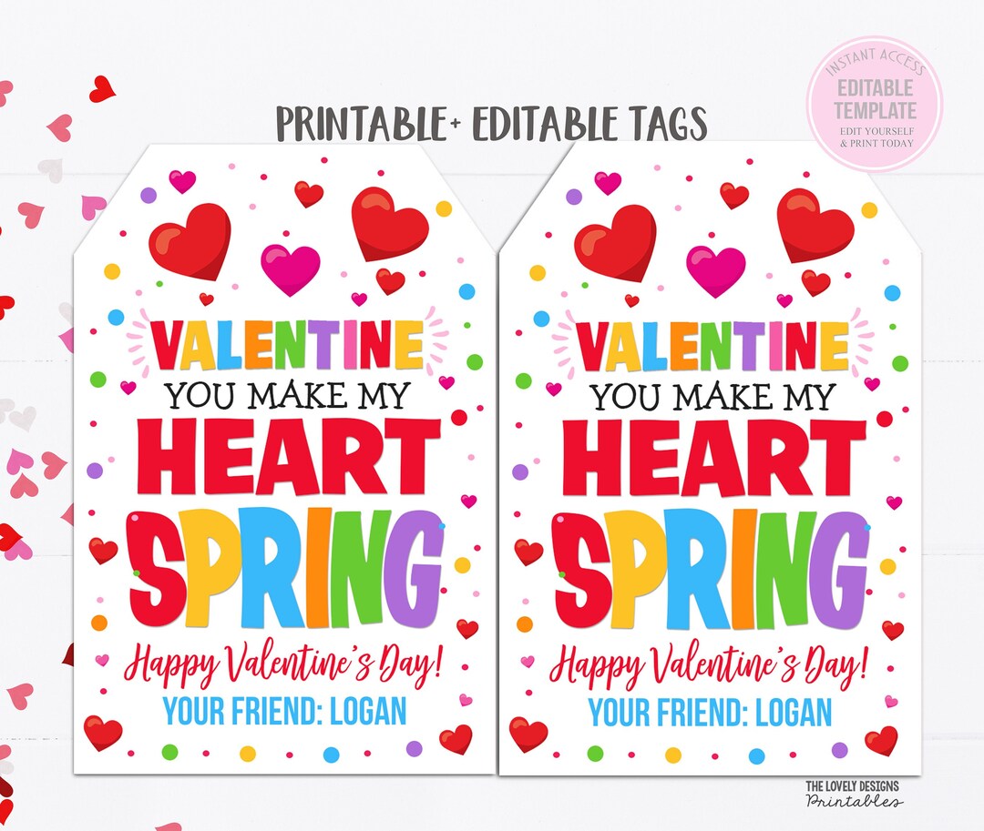 You Make My Heart Spring Valentine Tag, Fidget Coil Toy Friendship ...