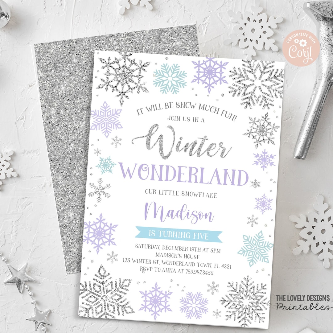 EDITABLE Winter Wonderland Invitation Winter Birthday Invitation ...