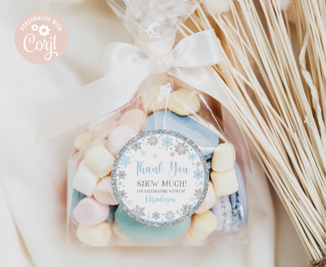 Editable Winter Gift Tag 2" Winter Birthday Party Snow Much Circle ...