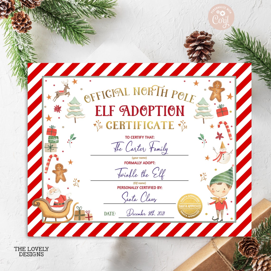 Editable Elf Adoption Certificate Adopt an Elf Letter Adopt Your Elf ...