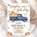 Editable Pumpkin Truck Blue Birthday Invitation Pumpkin Patch ...