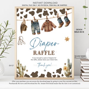 Cowboy Diaper Raffle Sign and Tickets Country Western Wild Boy West A ...