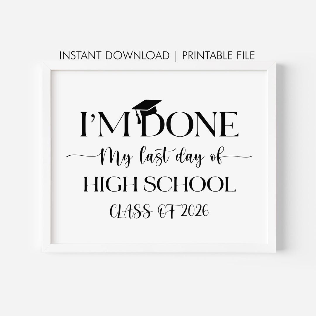 I'm Done Graduation Sign Class of 2026 Sign Senior Photo Prop Modern ...