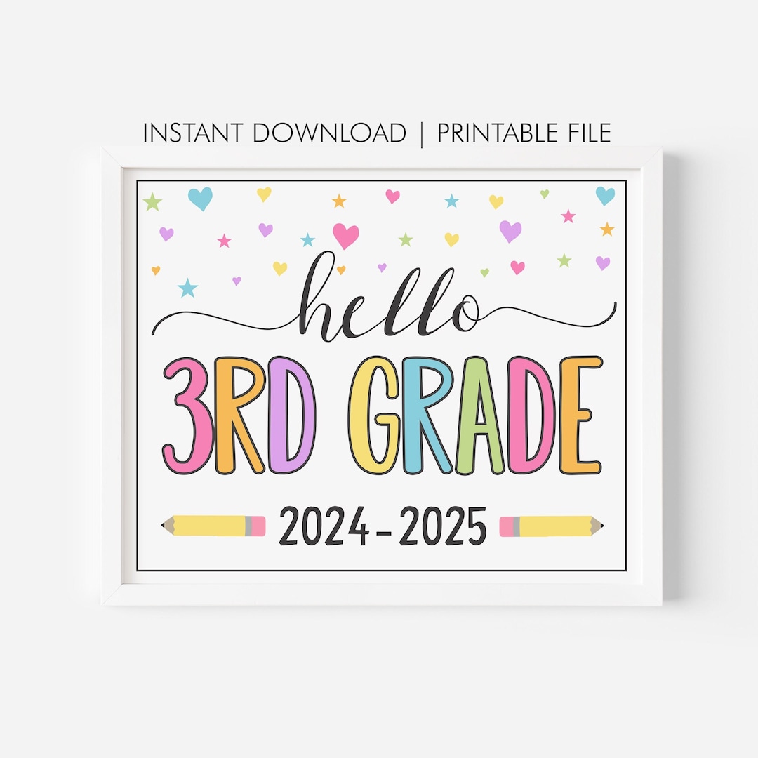 Girl First Day of 3rd Grade Sign, First Day of Third School Sign Back ...