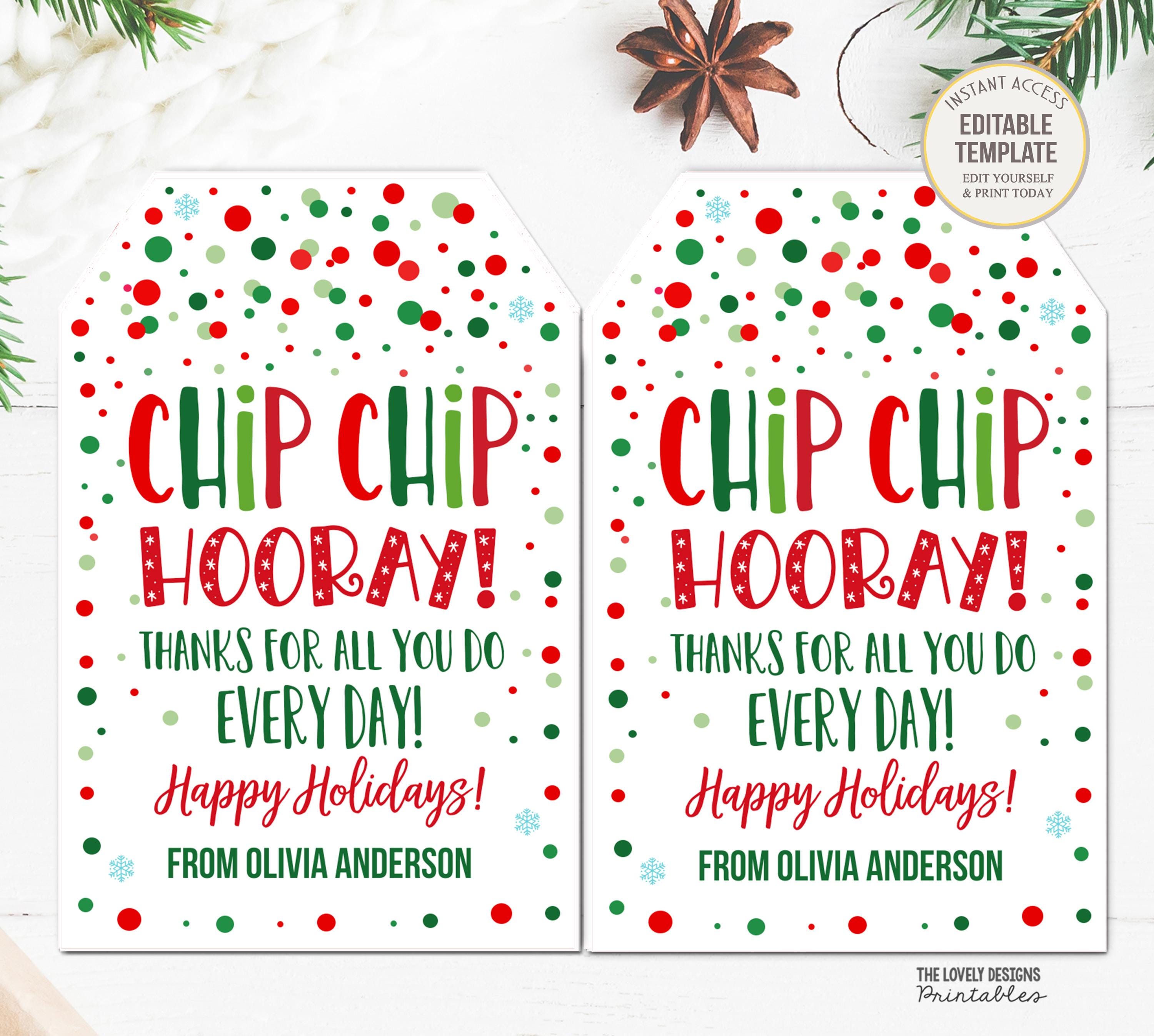 Christmas Cookie Thank You Gift Tags Chip Chip Hooray Have a Happy ...