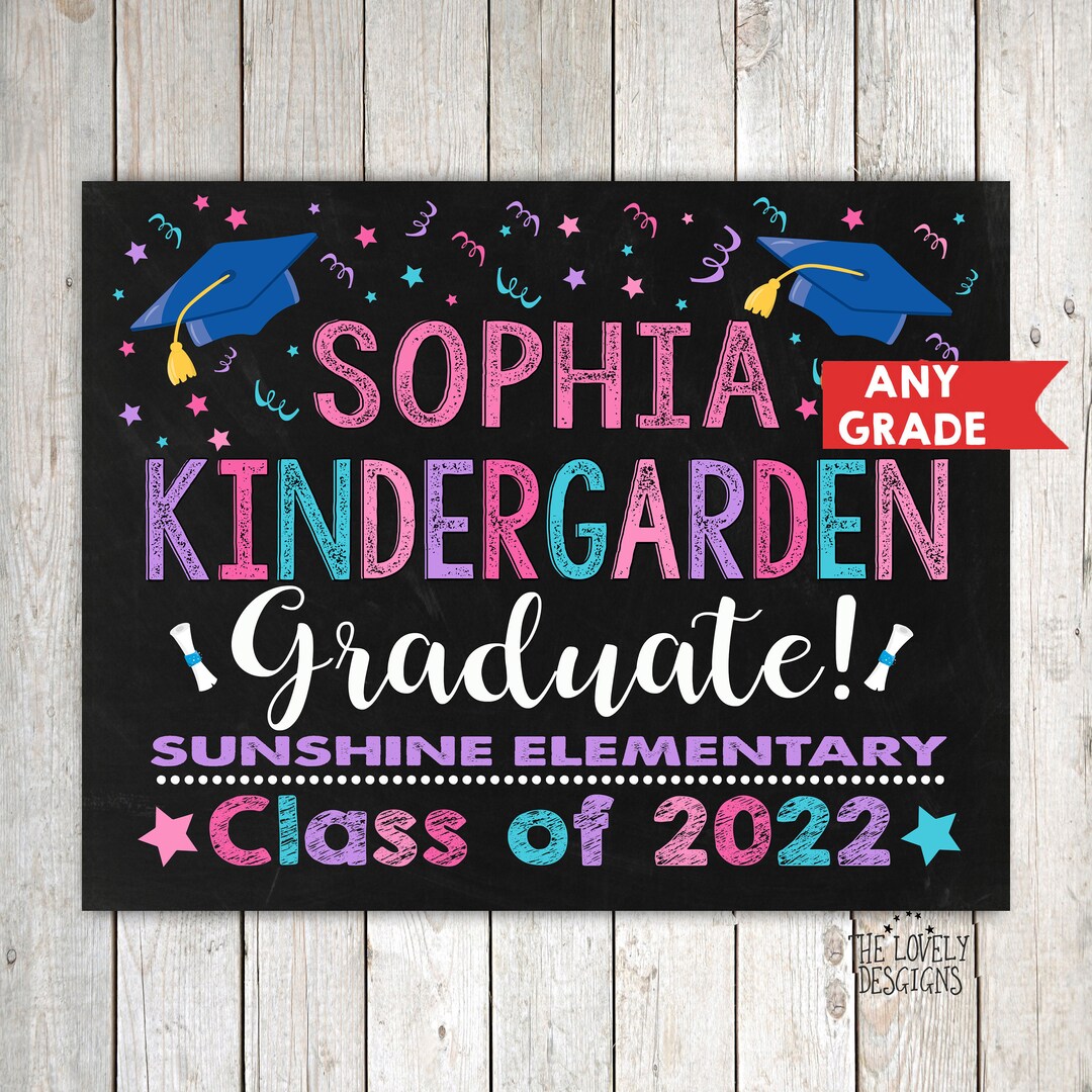 Girl KINDERGARTEN GRADUATION Sign PERSONALIZED Kindergarten Graduate ...
