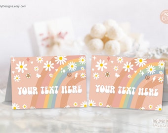 Editable Groovy Retro Food Labels Birthday Hippie Flower 70s - Etsy