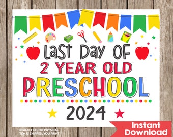 Mermaid Last Day of 2 Year Old Preschool Sign Instant Download Girl ...