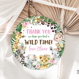 EDITABLE Leopard Print Wild Time Round Tag 2.5 Leopard Pink Circle Gift ...