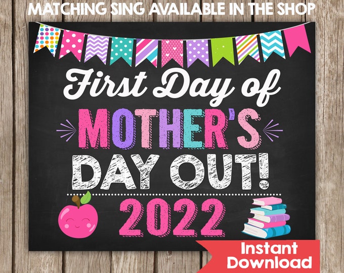 Girl First Day of Mother's Day Out Sign Mommy's Day - Etsy