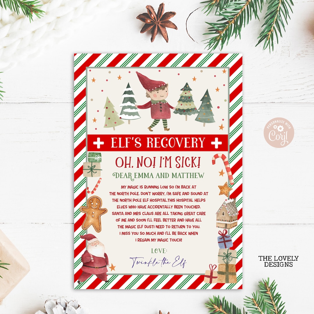 Editable Elf Recovery Letter Elf Touched Elf Lost Magic Red Elf Boy I'm ...