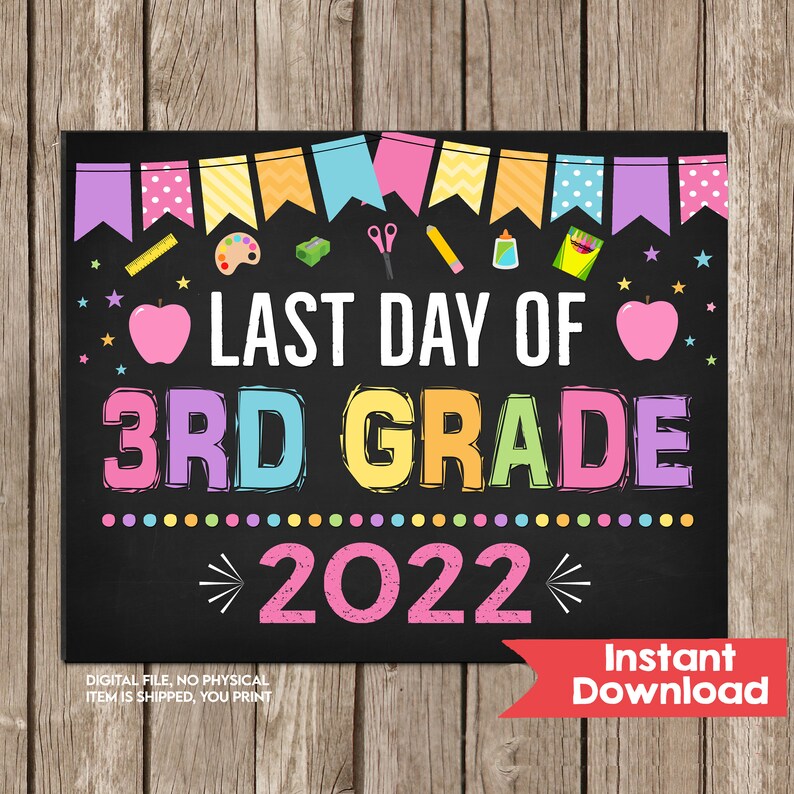 Girl Last Day of 3rd Grade Sign Last Day of Third School Sign - Etsy