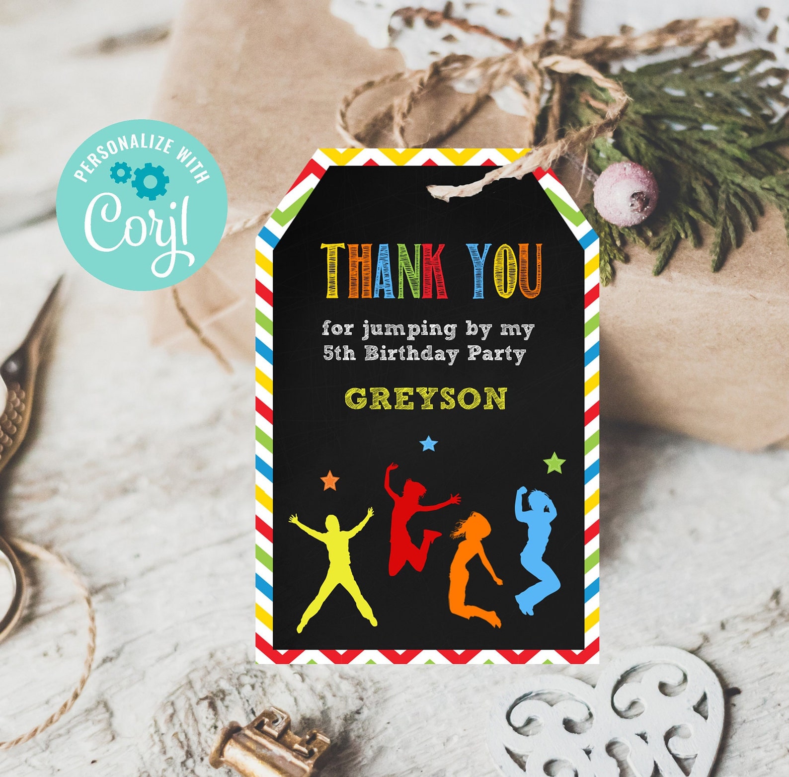 EDITABLE Jump Favor Tags Jump Trampoline Gift Tag Bounce House Favor ...