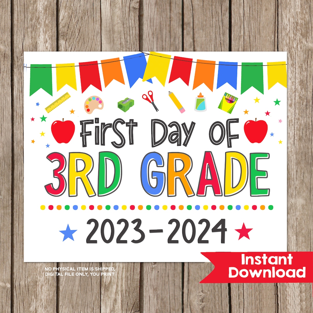 First Day of 3rd Grade Sign First Day of Third Grade Sign - Etsy