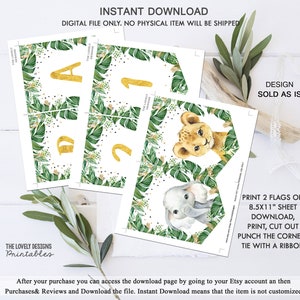 Jungle Birthday Banner Jungle Birthday Party Safari Animals Zoo Bunting ...