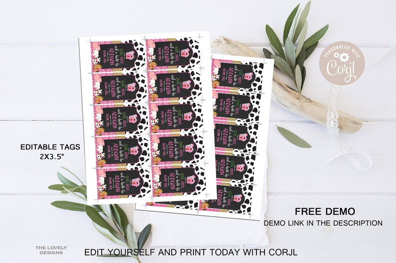 EDITABLE Farm Gift Tag Farm Girl Birthday Chalkboard Tags Farm - Etsy