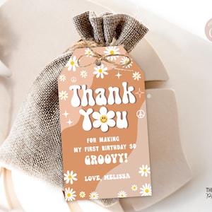 EDITABLE Groovy Favor Tag Groovy Birthday Tag Daisy Groovy Gift Tag ...