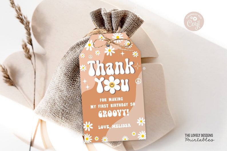 Editable Groovy Favor Tag Groovy Birthday Tag Daisy Groovy Gift Tag ...