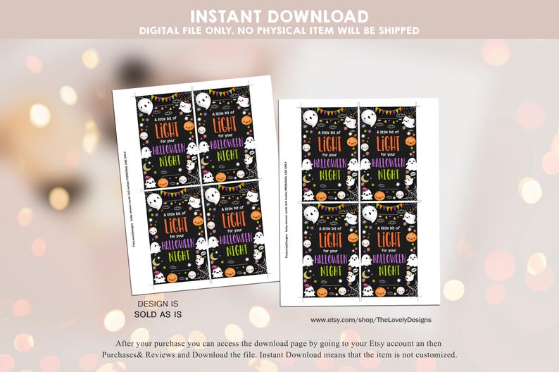 Glow Stick Halloween A Little Light for Halloween Night Card Printable ...