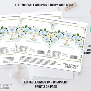 EDITABLE Boy Bunny Candy Bar Wrappers Bunny Birthday Party Favors ...