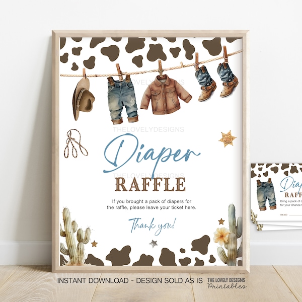 Cowboy Diaper Raffle Sign and Tickets Country Western Wild Boy - Etsy