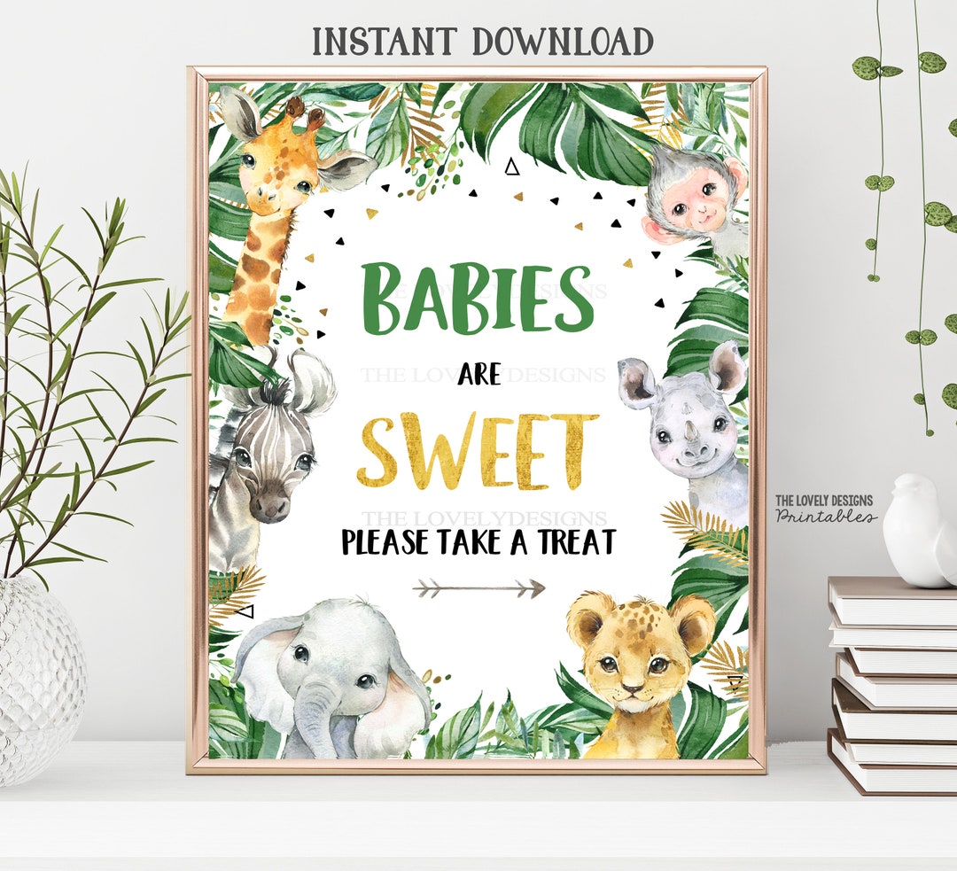 Jungle Babys are Sweet Take a Treat Zeichen Jungle Baby Shower Safari ...