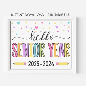 First Day of Senior Year Sign INSTANT DOWNLOAD Photo Prop Girl First ...
