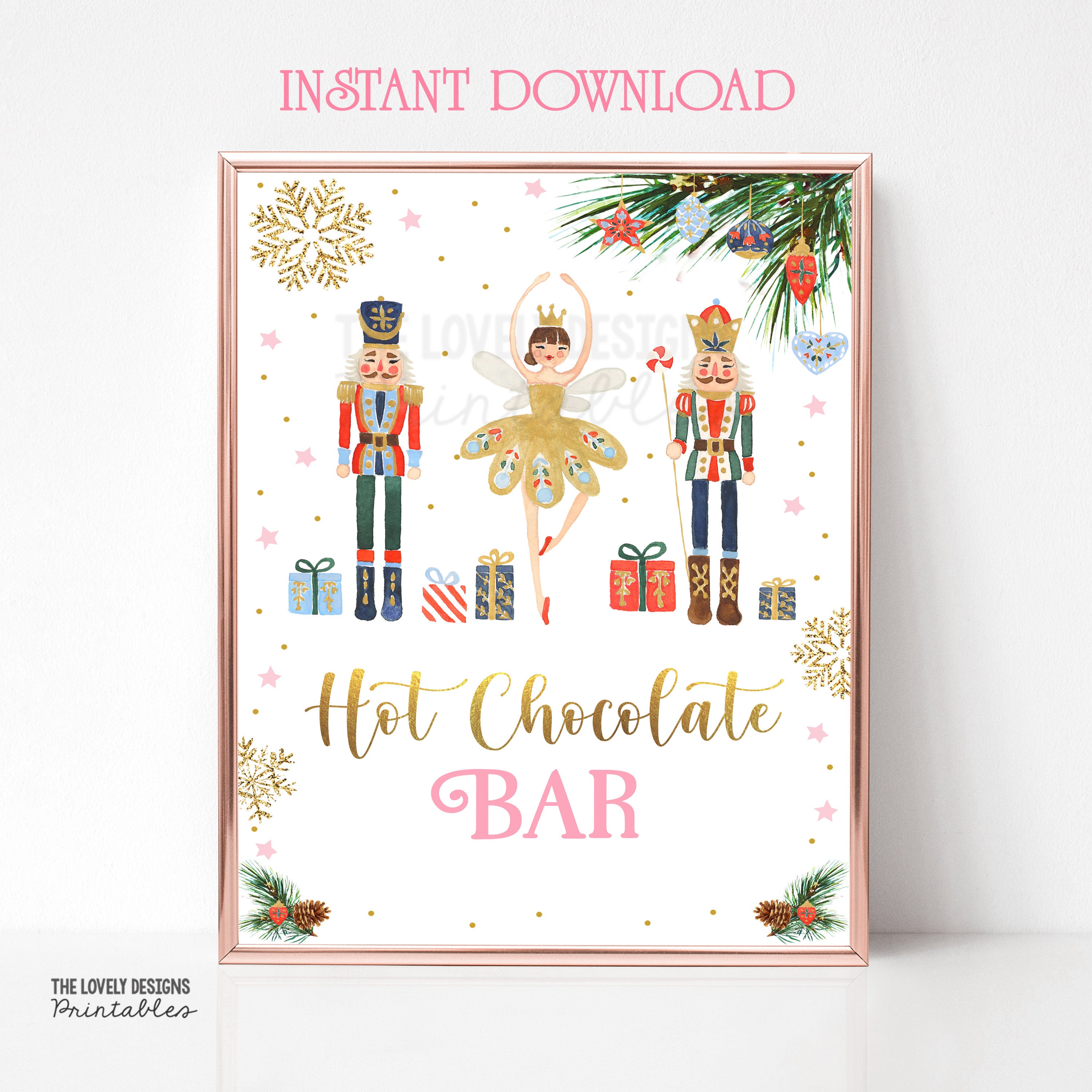 Hot Chocolate Bar Sign Nutcracker Birthday Party Decor Sugar Plum Fairy ...