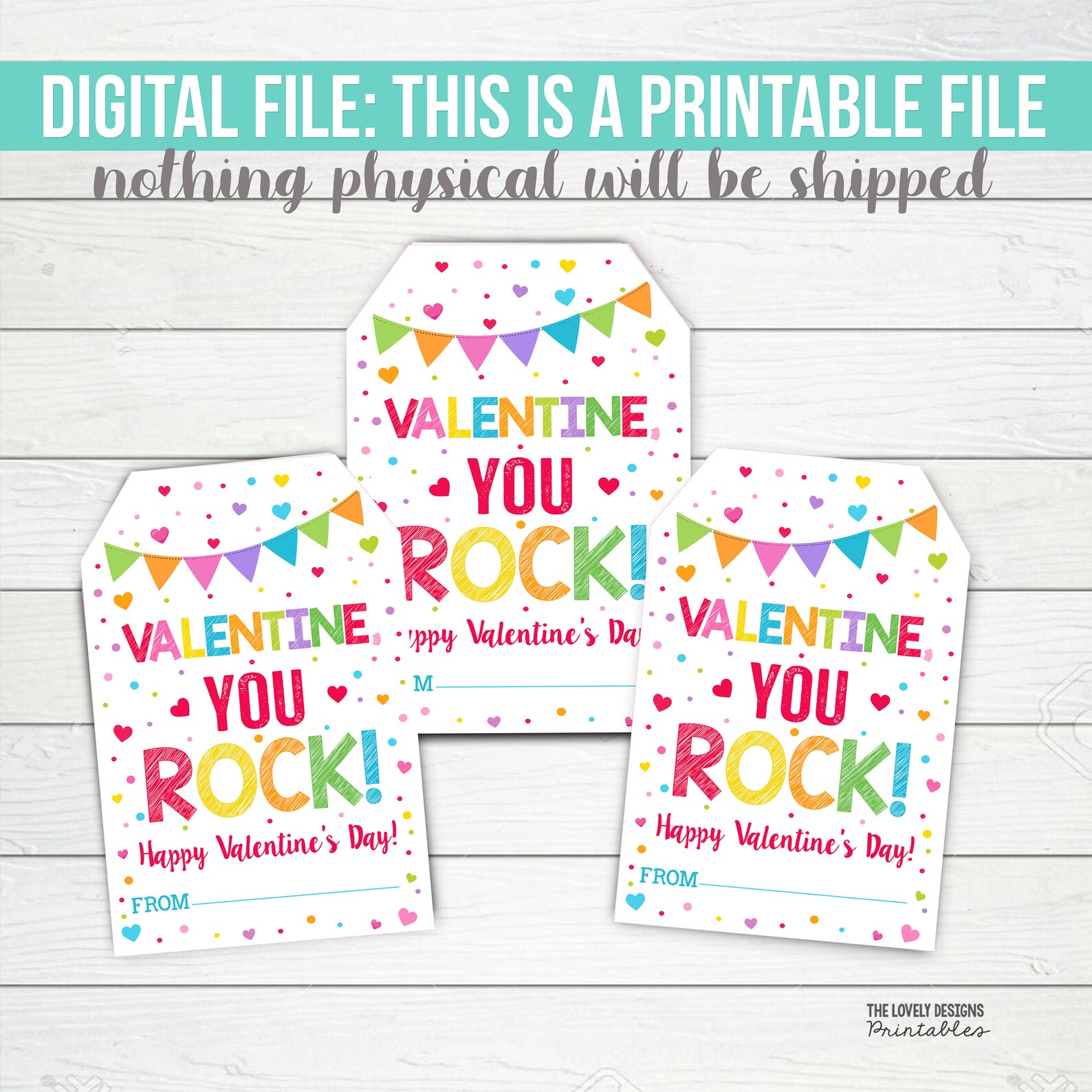 You Rock Valentine's Day Gift Tags Kids Classroom Pop - Etsy