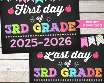 First and Last Day of 3rd Grade Sign Set 1st Day and Last Day of Third ...
