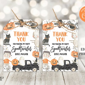 EDITABLE Halloween Gift Tags Halloween Birthday Favor Tags Spooktacular ...