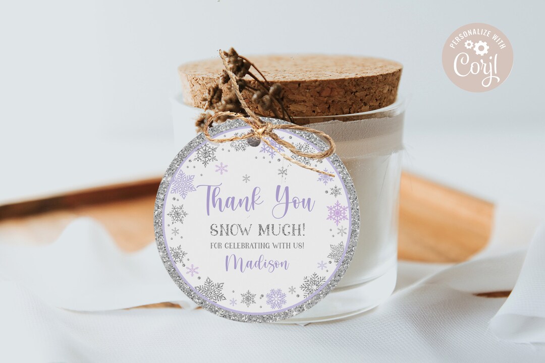 Editable Winter Gift Tag 2.5" Winter Baby Shower Snow Much Favor Tags ...