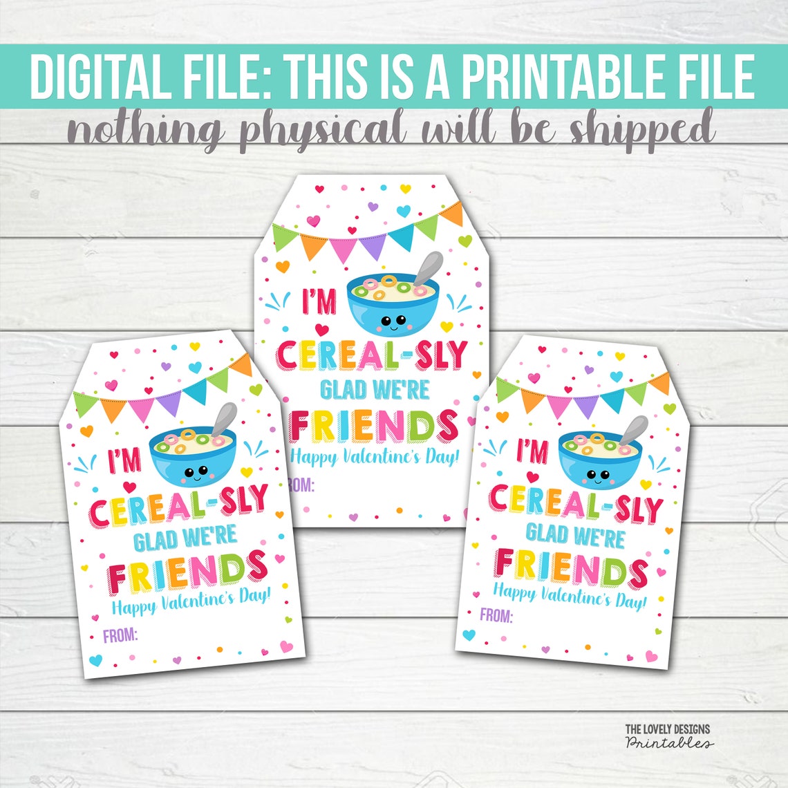 Cereal Valentine Tag Cereal-sly Glad We're Friends | Etsy