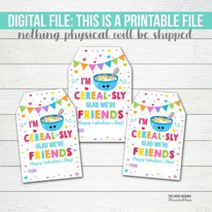 Cereal Valentine Tag, Cereal-sly Glad We're Friends Valentine Cereal ...