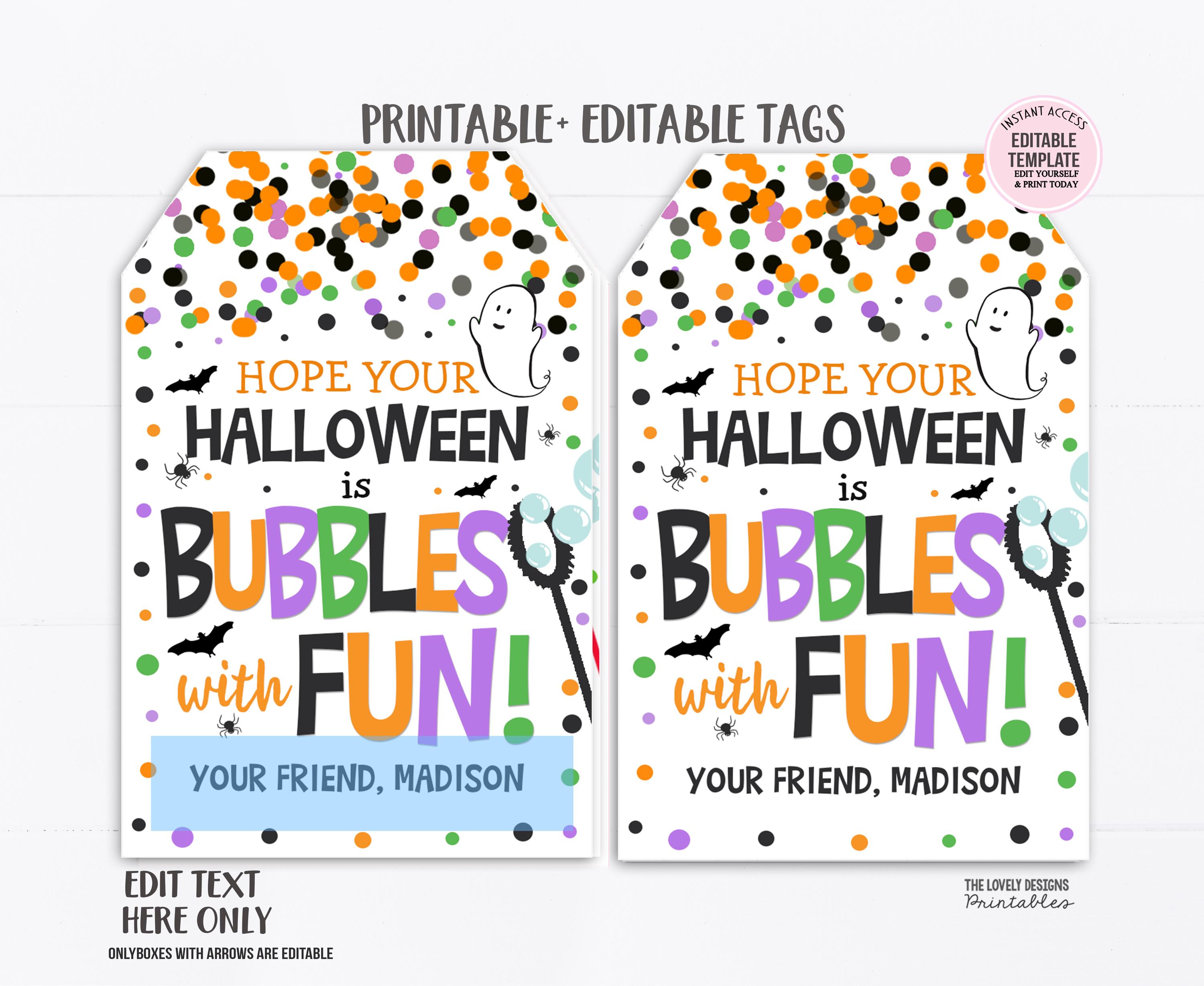Bubbles Gift Tag, Halloween is Bubbles of Fun Halloween Tag ...