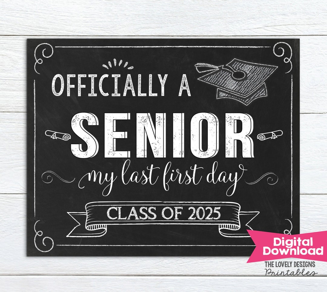 First Day of Senior Year Sign, First Day of 12th Grade Sign, Class of ...