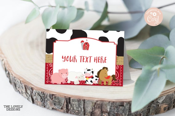 EDITABLE Farm Food Tent Labels Farm Birthday Place Card Farm - Etsy