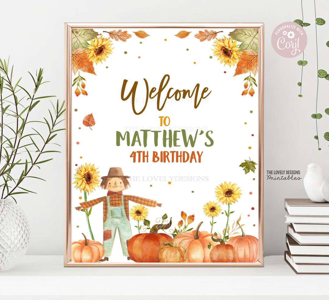 EDITABLE Pumpkin Welcome Sign Pumpkin Patch Fall Pumpkin Birthday Party ...