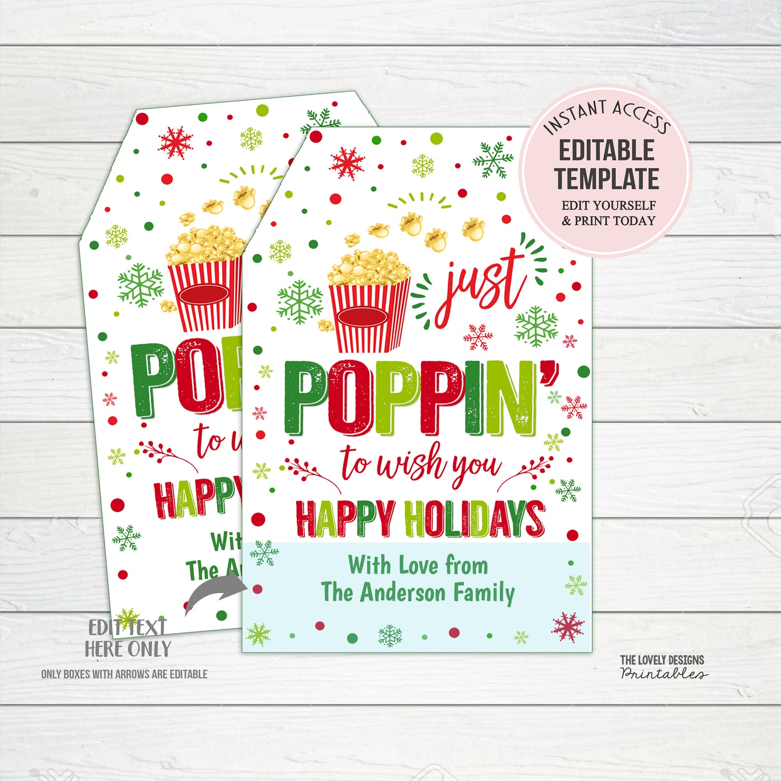 Holidays Popcorn Gift Tag Secret Santa Office Staff Teacher Gift ...