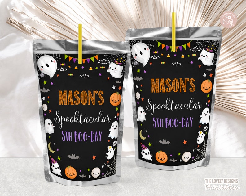 Editable Halloween Juice Pouch Label Halloween Birthday Chalkboard ...