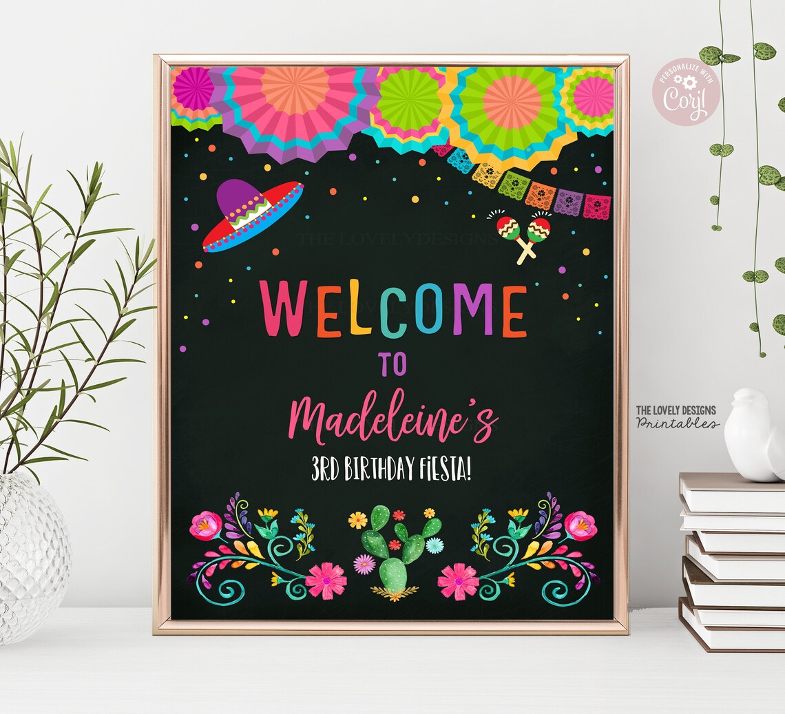 EDITABLE Fiesta Welcome Sign Fiesta Mexican Birthday Chalkboard Sign ...