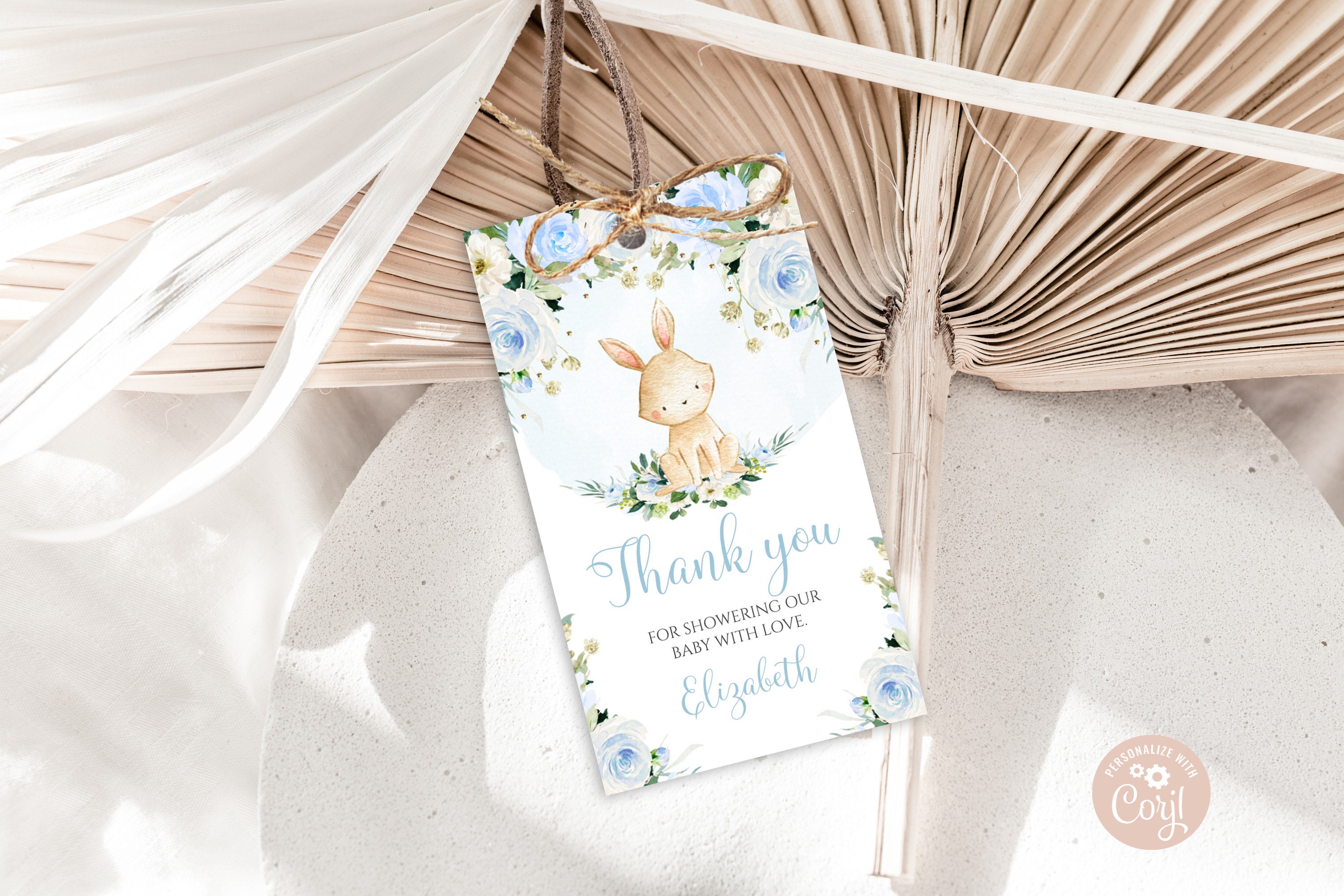 EDITABLE Boy Bunny Favor Tag Bunny Baby Shower Gift Tags - Etsy