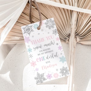 Editable Winter Onederland Favor Tag Winter 1st Birthday Gift Tag ...