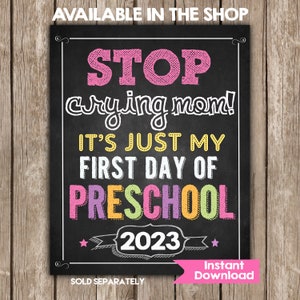 Unicorn First Day of Preschool Sign INSTANT DOWNLOAD Photo Prop, Back ...