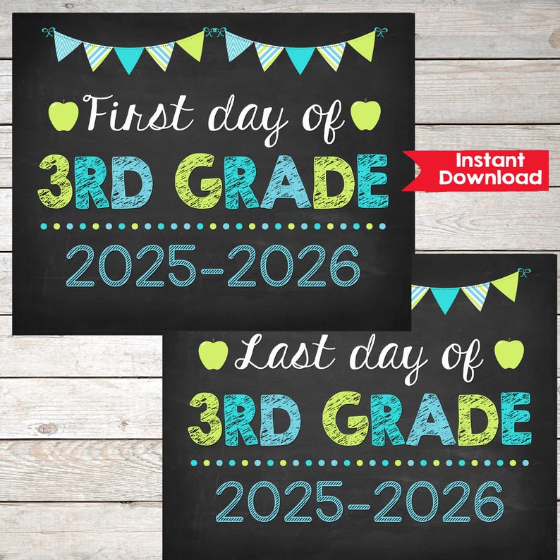 First Day and Last Day of 3rd Grade Sign, Boy First Day of 3rd Grade ...
