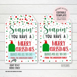 Editable Soapin You Have a Merry Christmas Tags Holiday Soap Gift ...