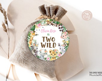 Printable Two Wild Leopard Print Jungle Birthday Party Favor Tag, Two ...