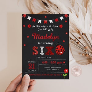 Editable Ladybug 6th Birthday Invitation Ladybug is Turning 6 ...