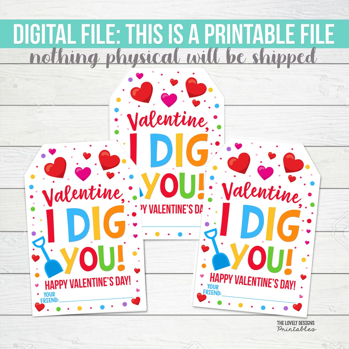 I Dig You Valentine Tag Dig Valentine Tag Printable Valentine's Day ...