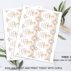 EDITABLE Bunny Favor Tag Bunny Birthday Party Gift Tag Easter Bunny ...